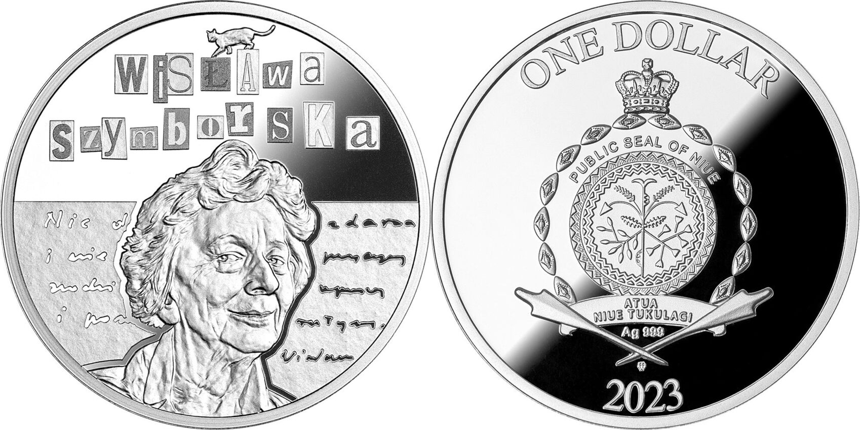 1 Dollar WISLAWA SZYMBORSKA Polish Nobel Prize Winners 1 Oz Silver Coin ...