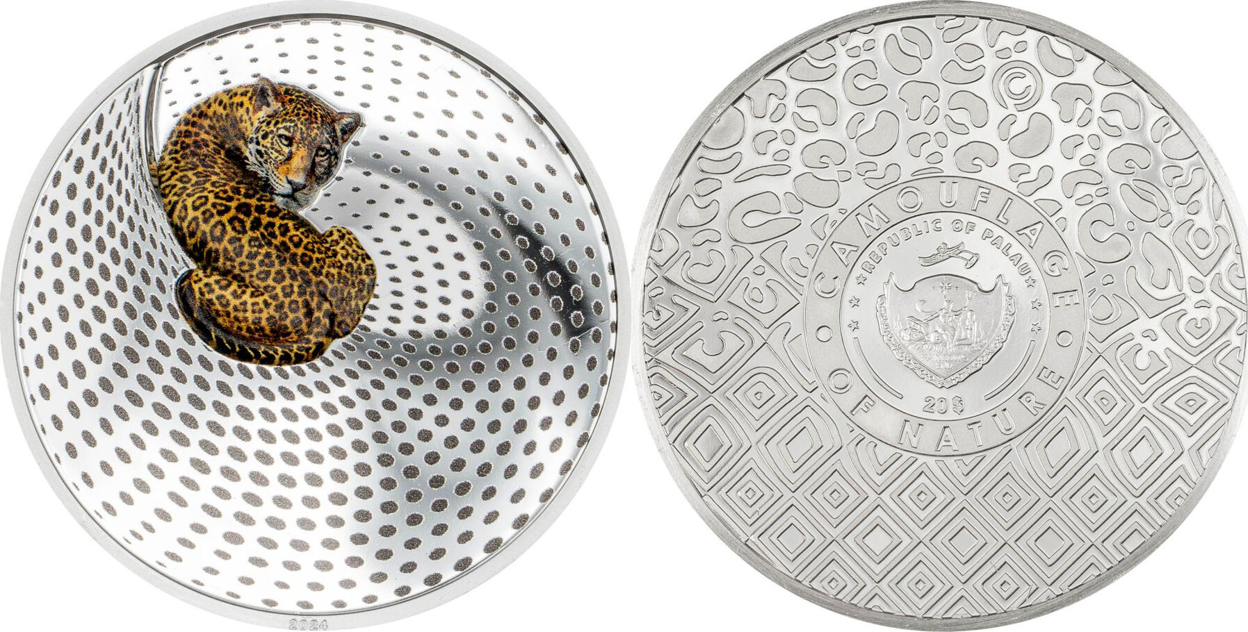 20 Dollars LEOPARD Camouflage of Nature 3 Oz Silver Coin 20$ Palau 2024 ...