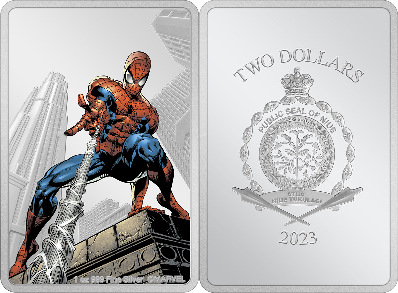 2 Dollars SPIDER MAN Poster 1 Oz Silver Coin 2$ Niue 2023 PP | MA-Shops