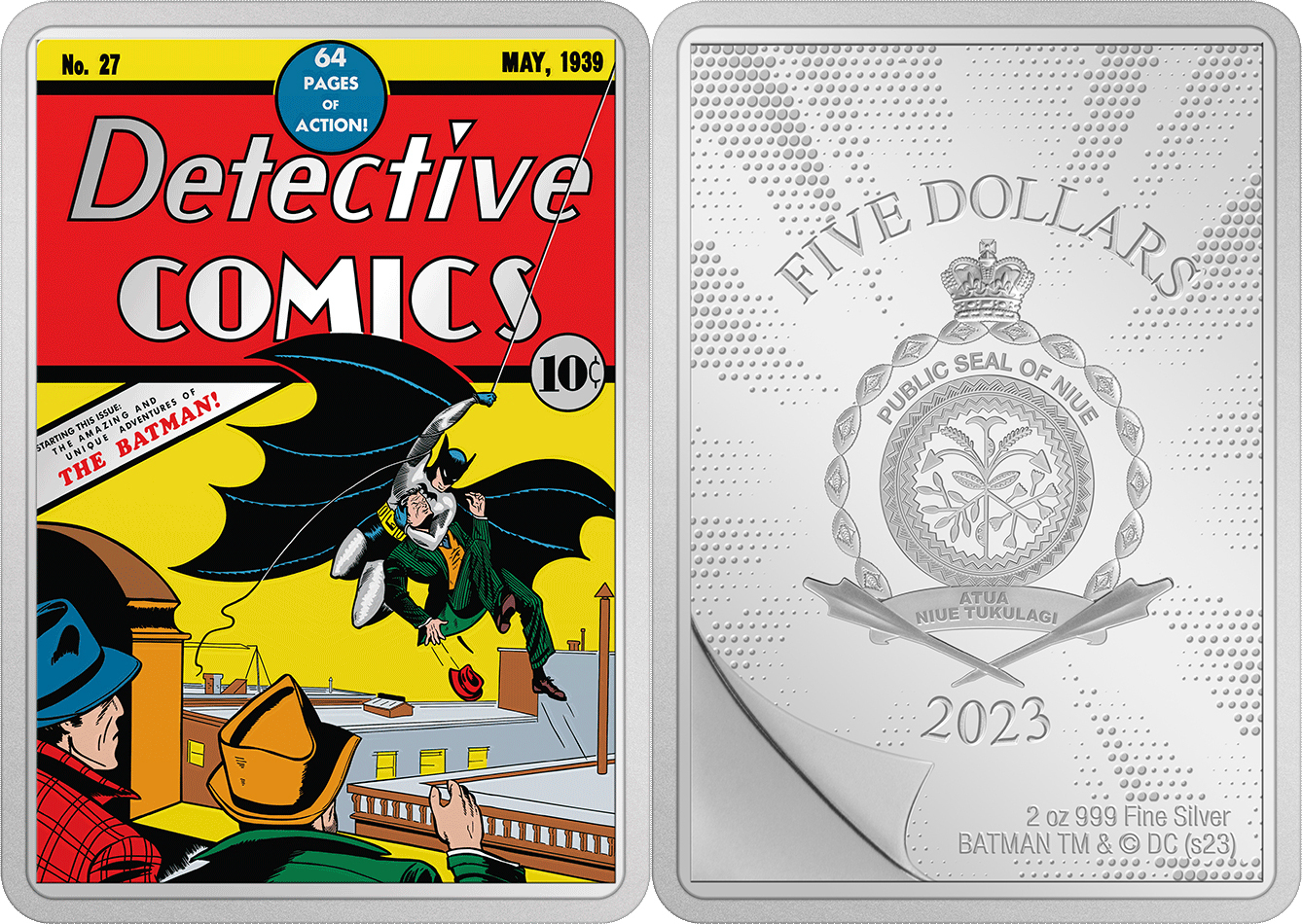 5 Dollars DETECTIVE COMICS 27 Batman DC Comix 2 Oz Silver Coin 5$ Niue 2023 PP | MA-Shops