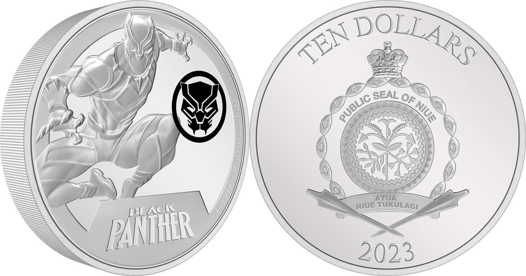 10 Dollars BLACK PANTHER Marvel Classic Superheroes 3 Oz Silver Coin 10$ Niue 2023 PP | MA-Shops