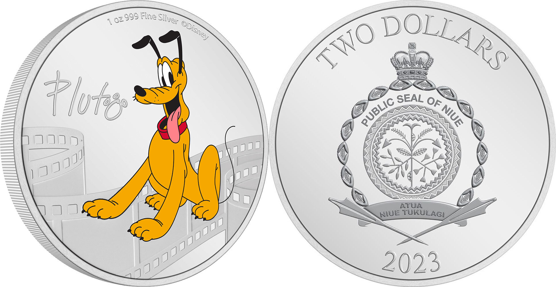 2 Dollars PLUTO Mickey and Friends Disney 1 Oz Silver Coin 2$ Niue 2023 ...