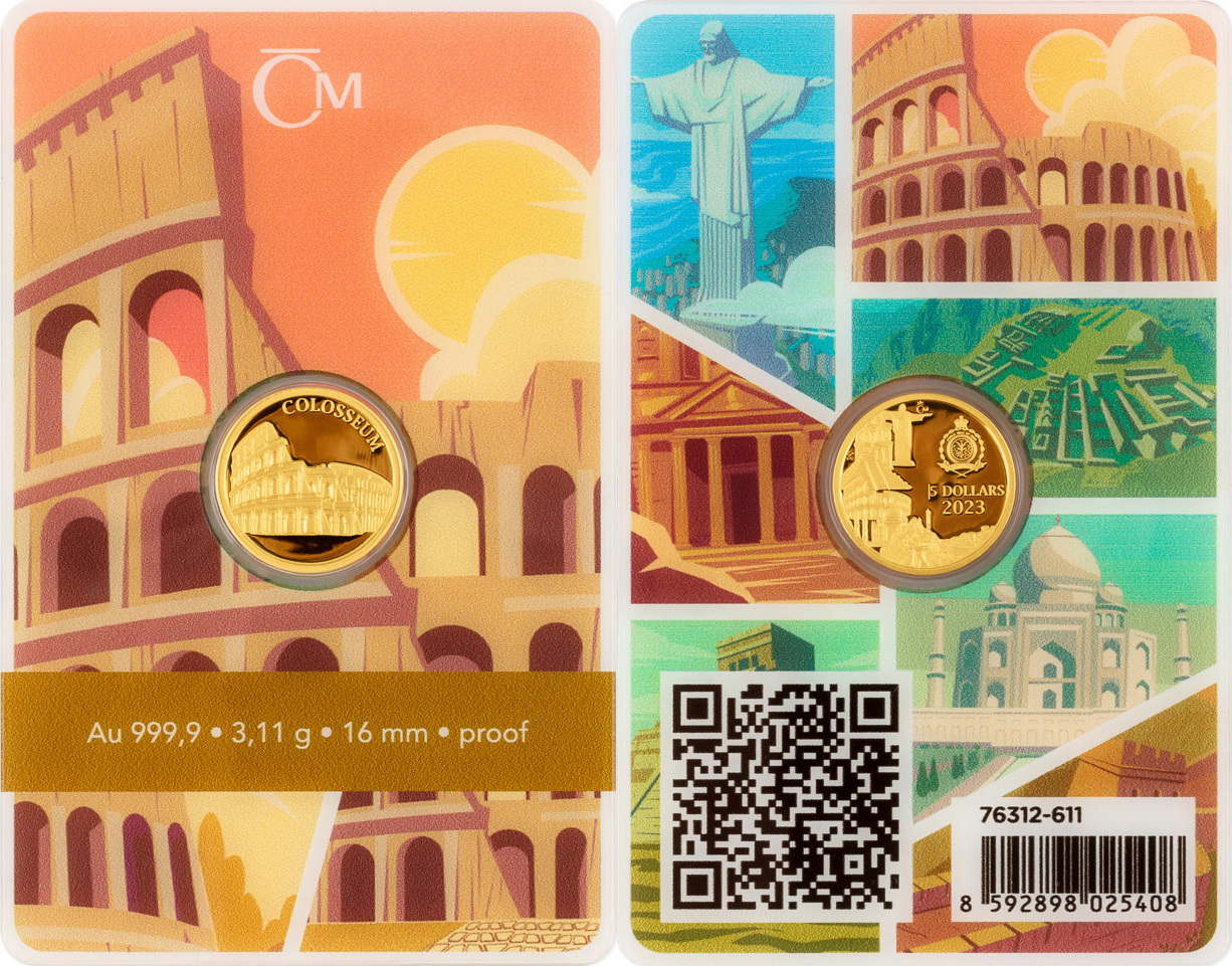 5 Dollars COLOSSEUM Seven Wonders of the World Gold Coin 5$ Niue 2023 ...