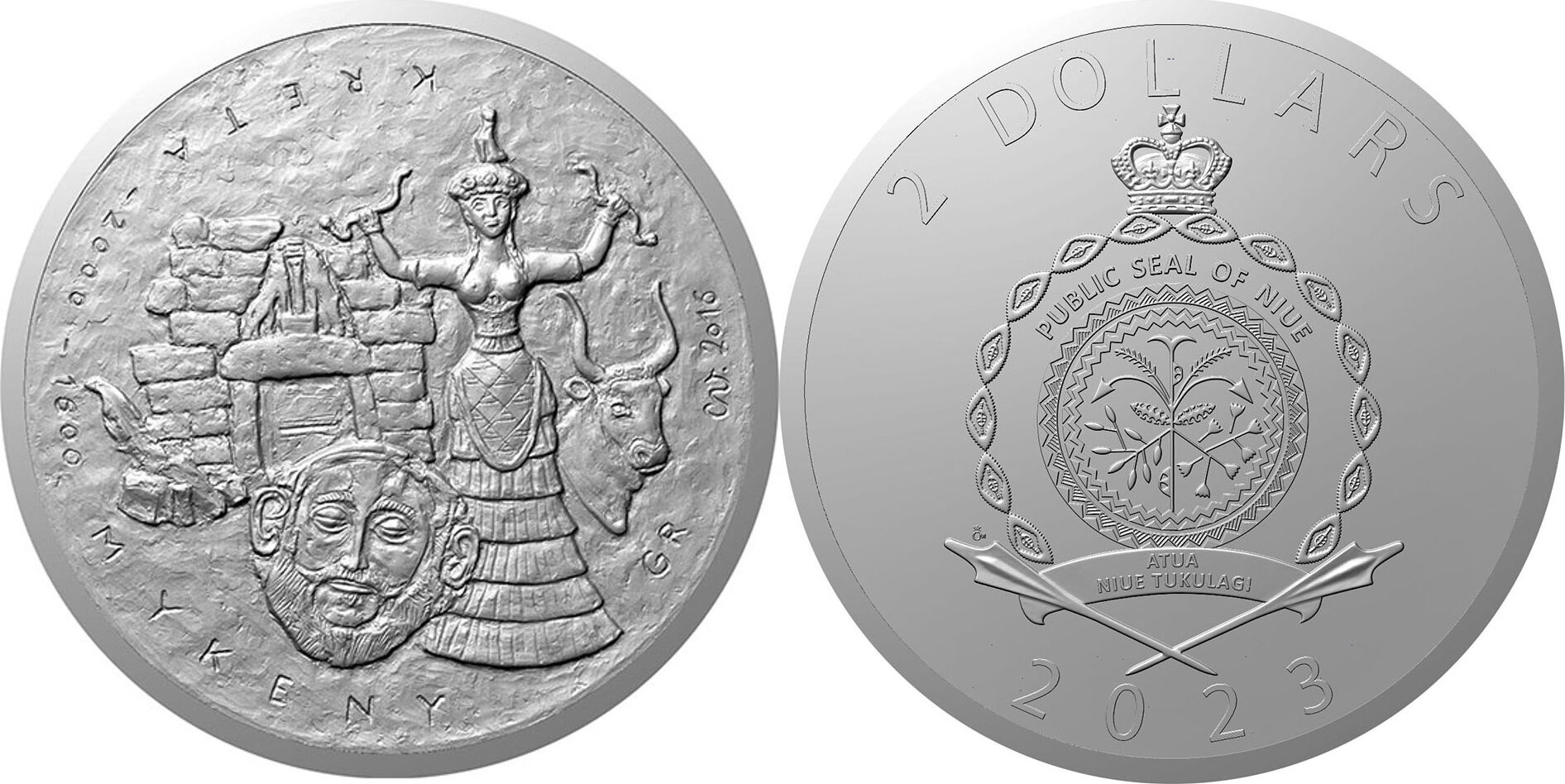 2 Dollars MINOAN AND MYCENEAN Tresures of Ancient Civilizations Silver ...