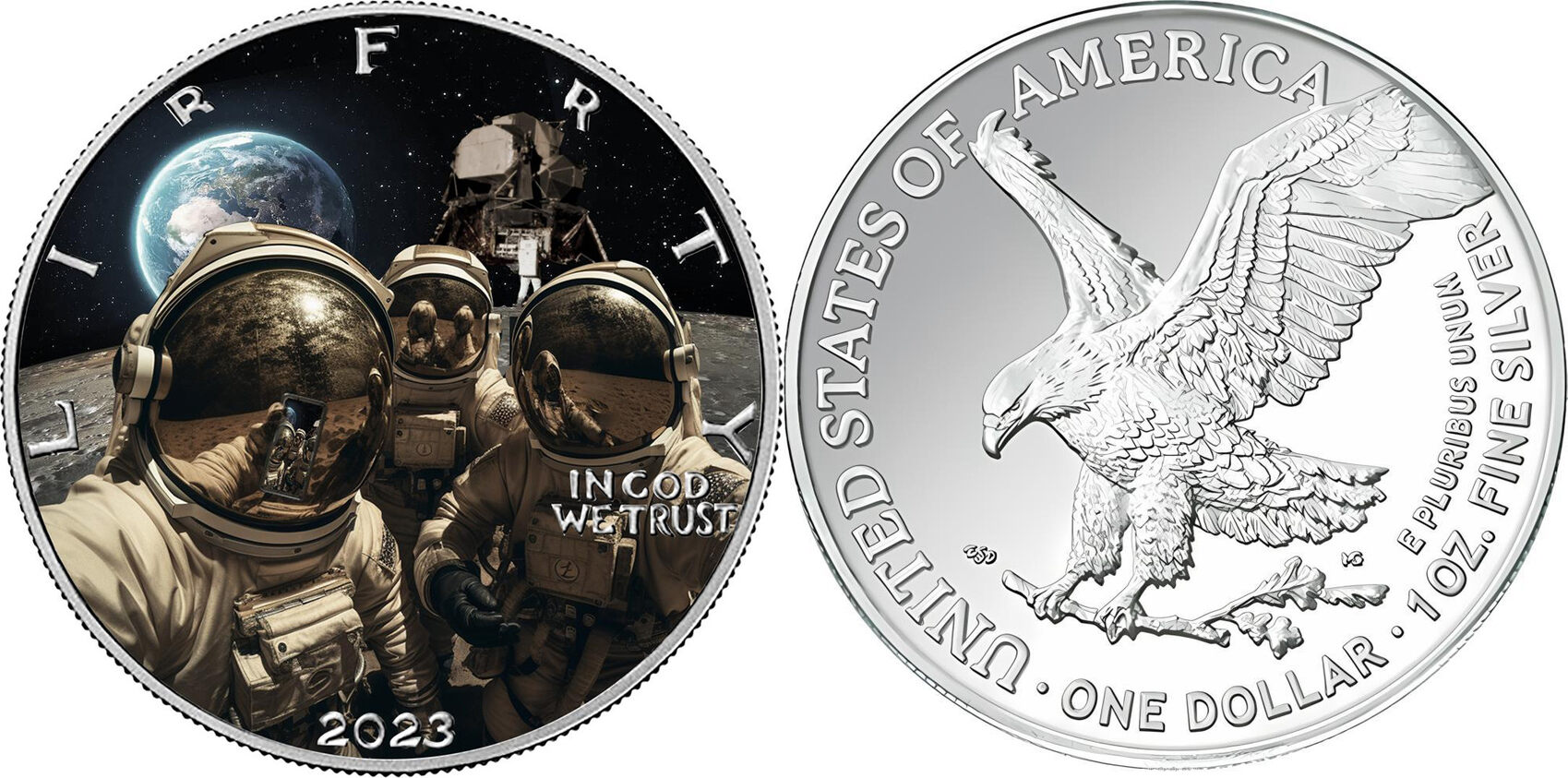 United States 1 Dollar ASTRONAUTS Selfies from History American Eagle 1 ...