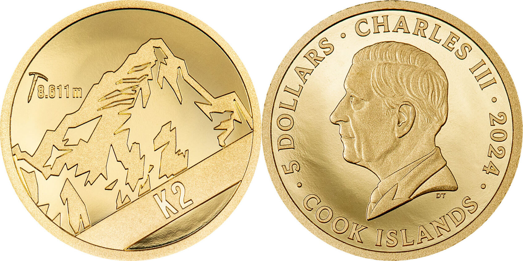 5 Dollars K2 Peaks Gold Coin 5$ Cook Islands 2024 PP | MA-Shops