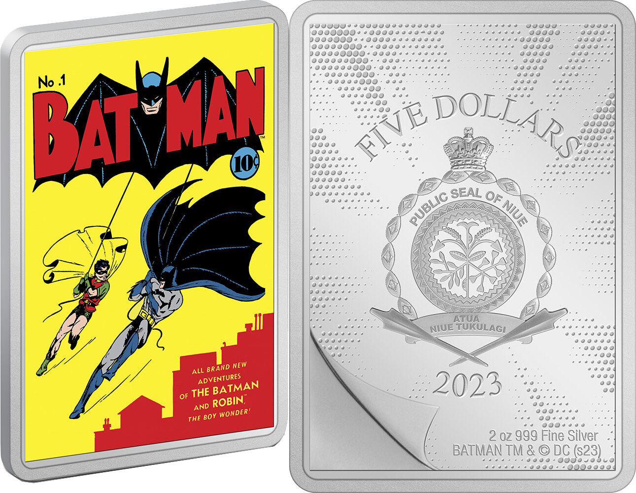 5 Dollars BATMAN 1 Comix 2 Oz Silver Coin 5$ Niue 2023 PP | MA-Shops