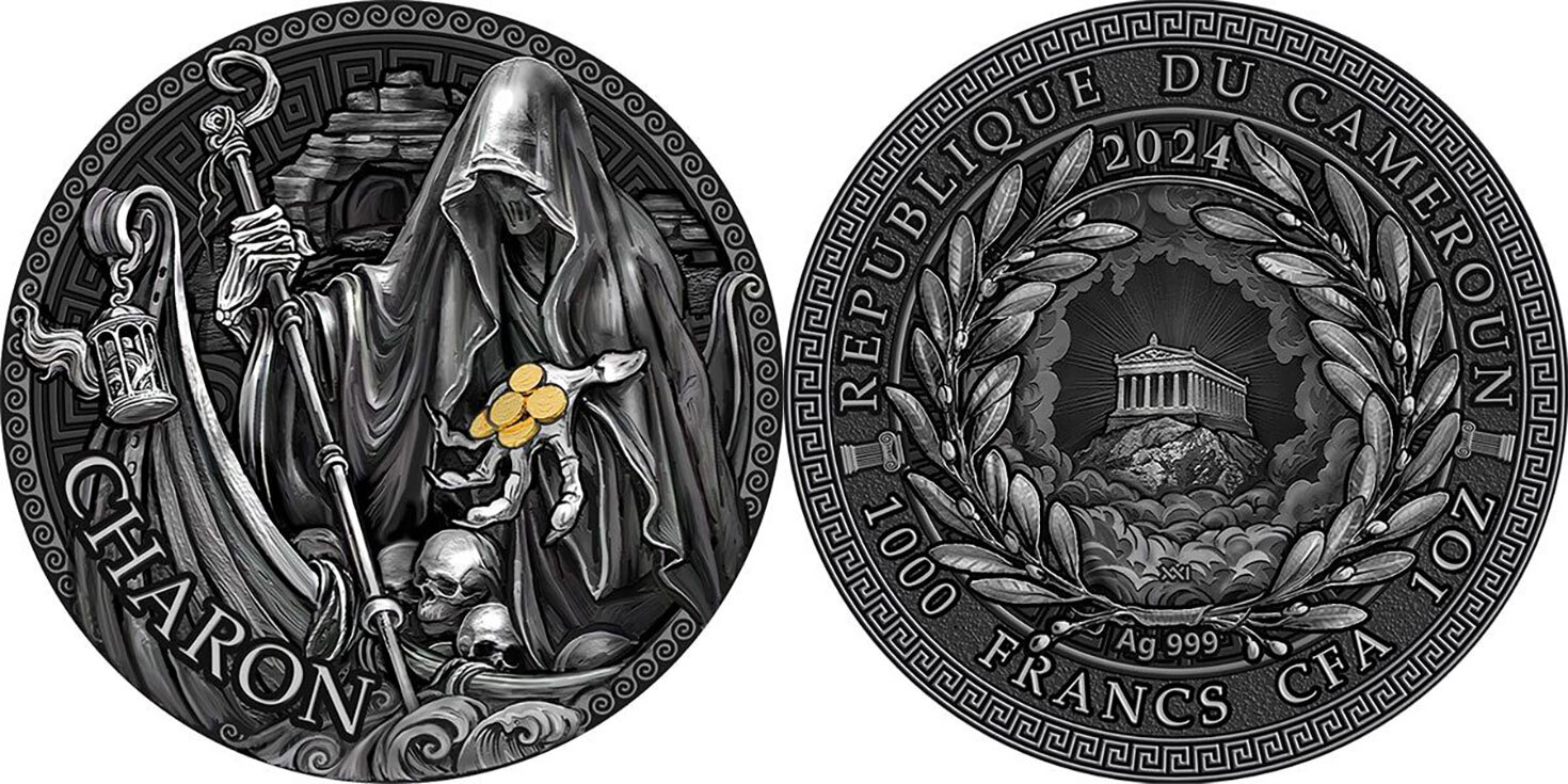 CHARON Great Greek Mythology 1 Oz Silver Coin 1000 Francs Cameroon 2024 ...