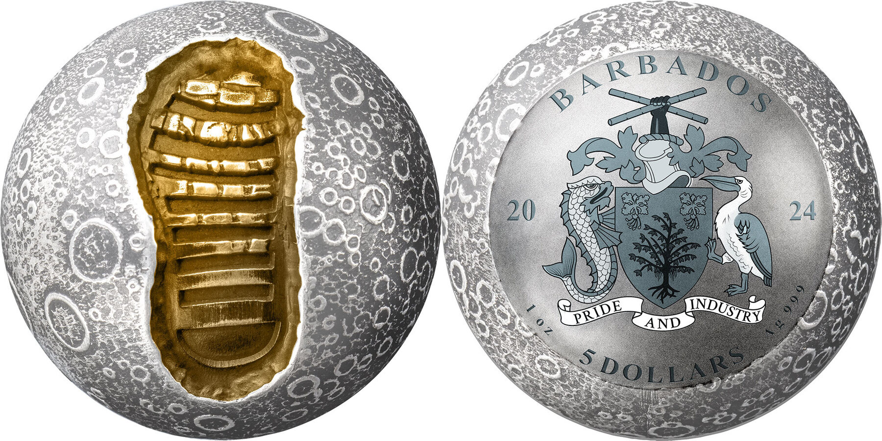 5 Dollars MOON LANDING Apollo 11 55th Anniversary 1 Oz Silver Coin 5 ...