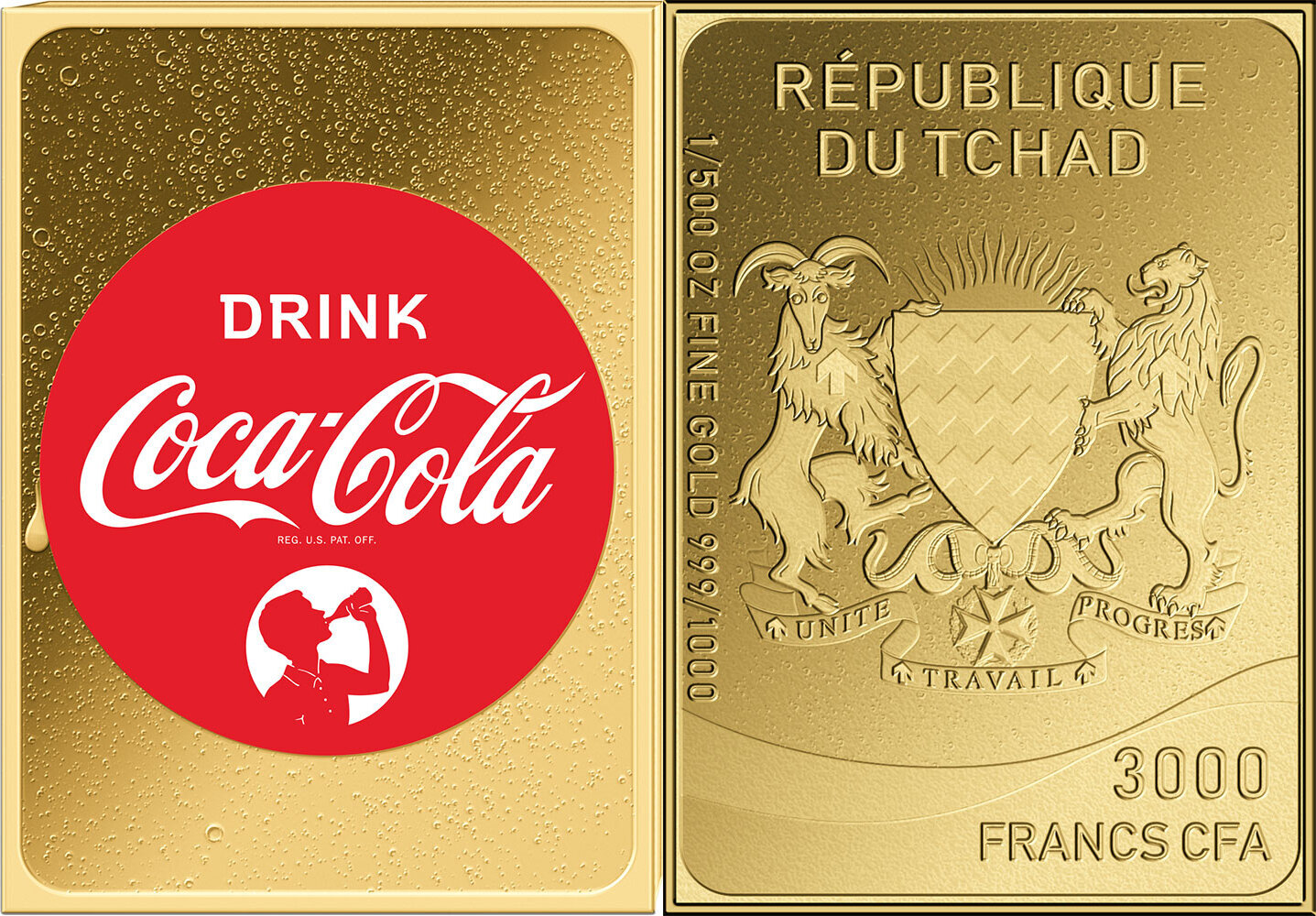 DISC COCA COLA Through The Decades 1 500 Oz Gold Coin 3000 Francs Chad