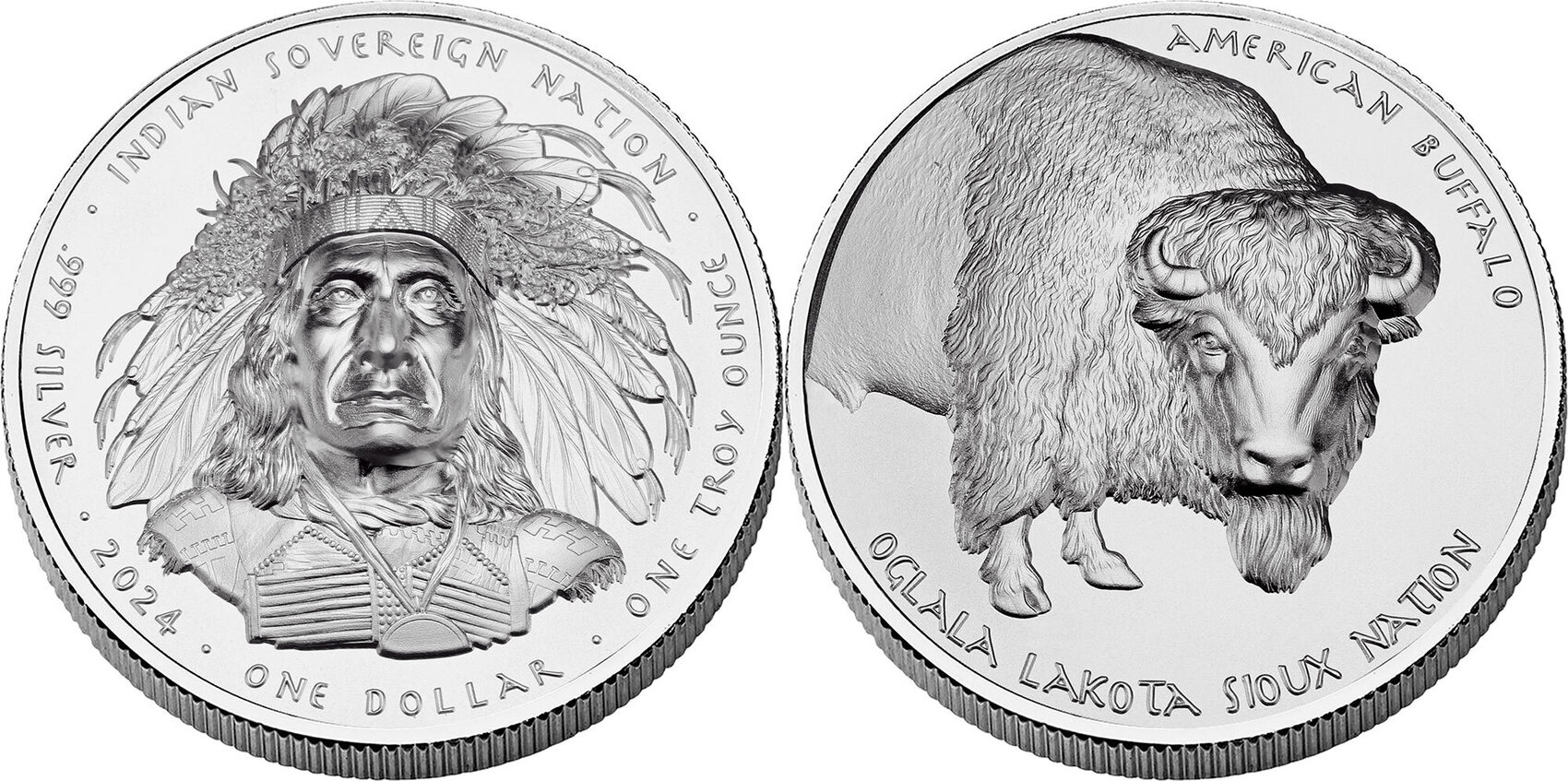 United States 1 Dollar RED CLOUD Indian Chief 1 Oz Silver Coin 1$ Sioux ...