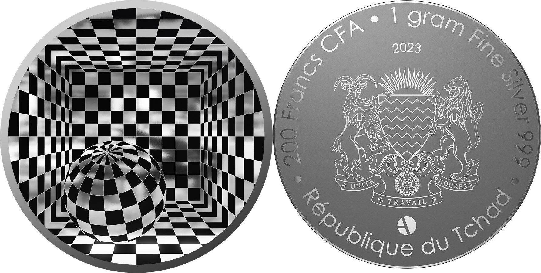 ILLUSION ROOM V2 Silver Coin 200 Francs Chad 2023 PP | MA-Shops