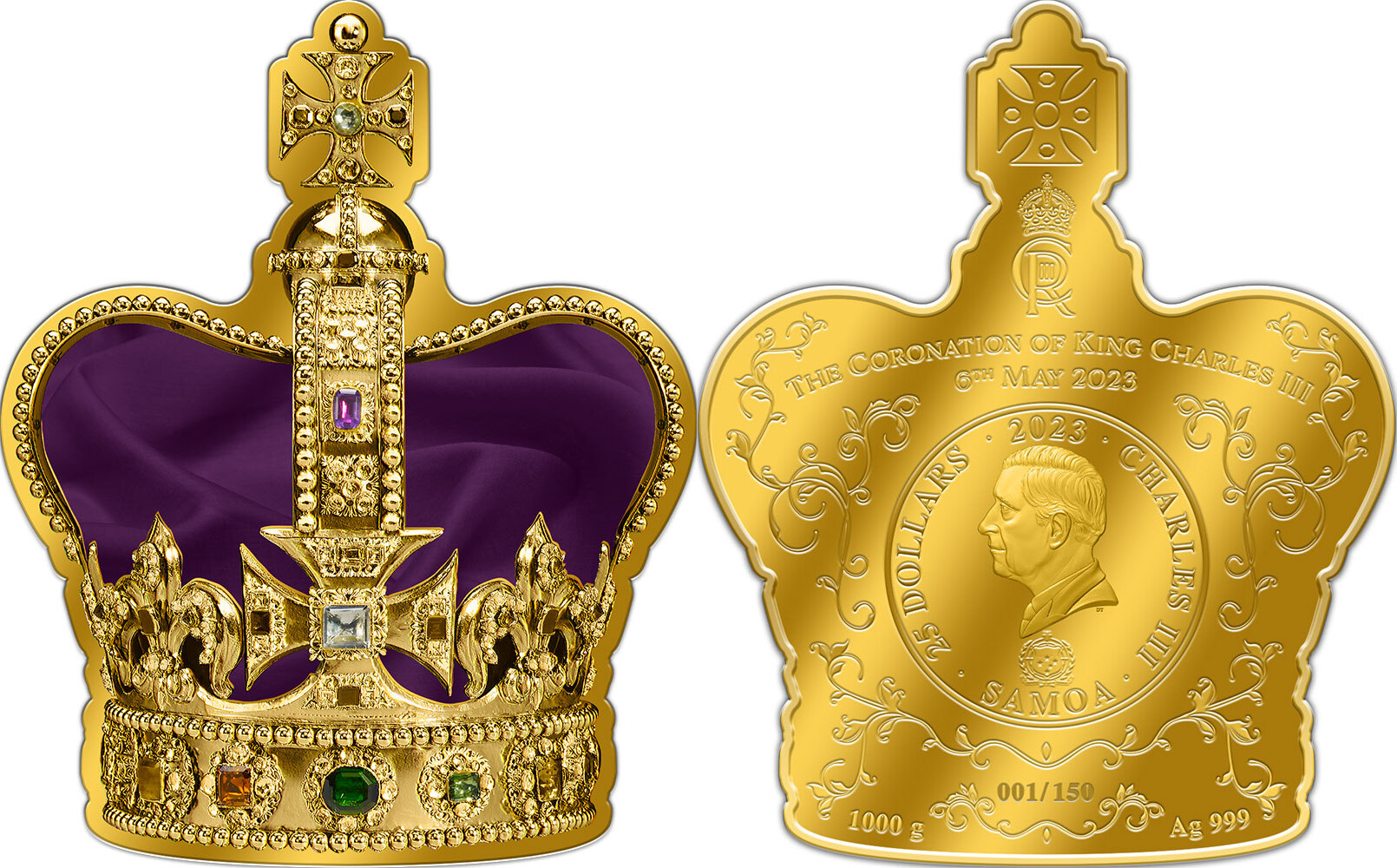 25 Dollars ST EDWARD CROWN 1 Kg Kilo Silver Coin 25$ Samoa 2023 PP | MA ...