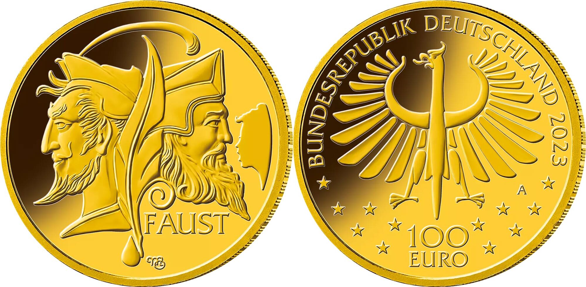 100 Euro FAUST Goethe Masterpieces of German Literature 1/2 Oz Gold ...