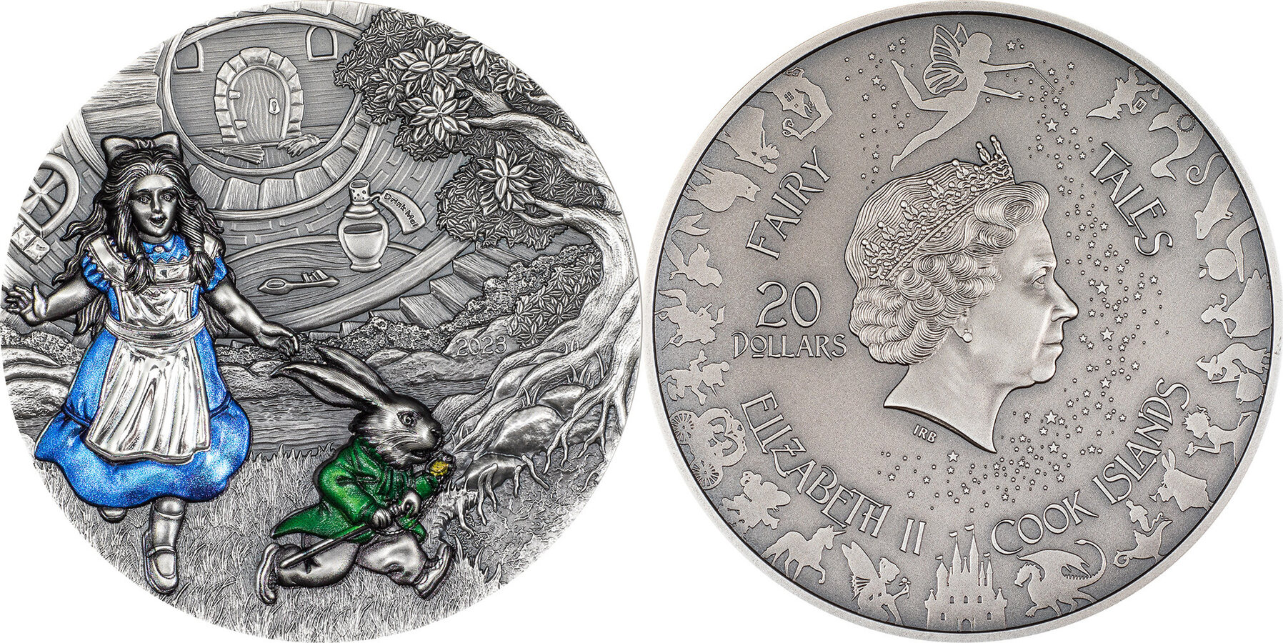 20 Dollars ALICE IN WONDERLAND Fairy Tales Fables 3 Oz Silver Coin 20 ...