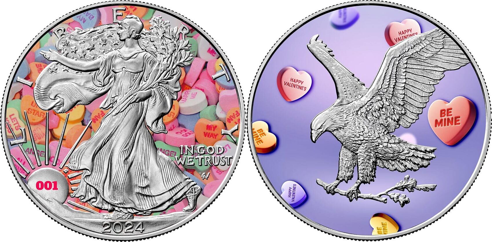 United States 1 Dollar VALENTINE DAY Walking Liberty Eagle 1 Oz Silver ...