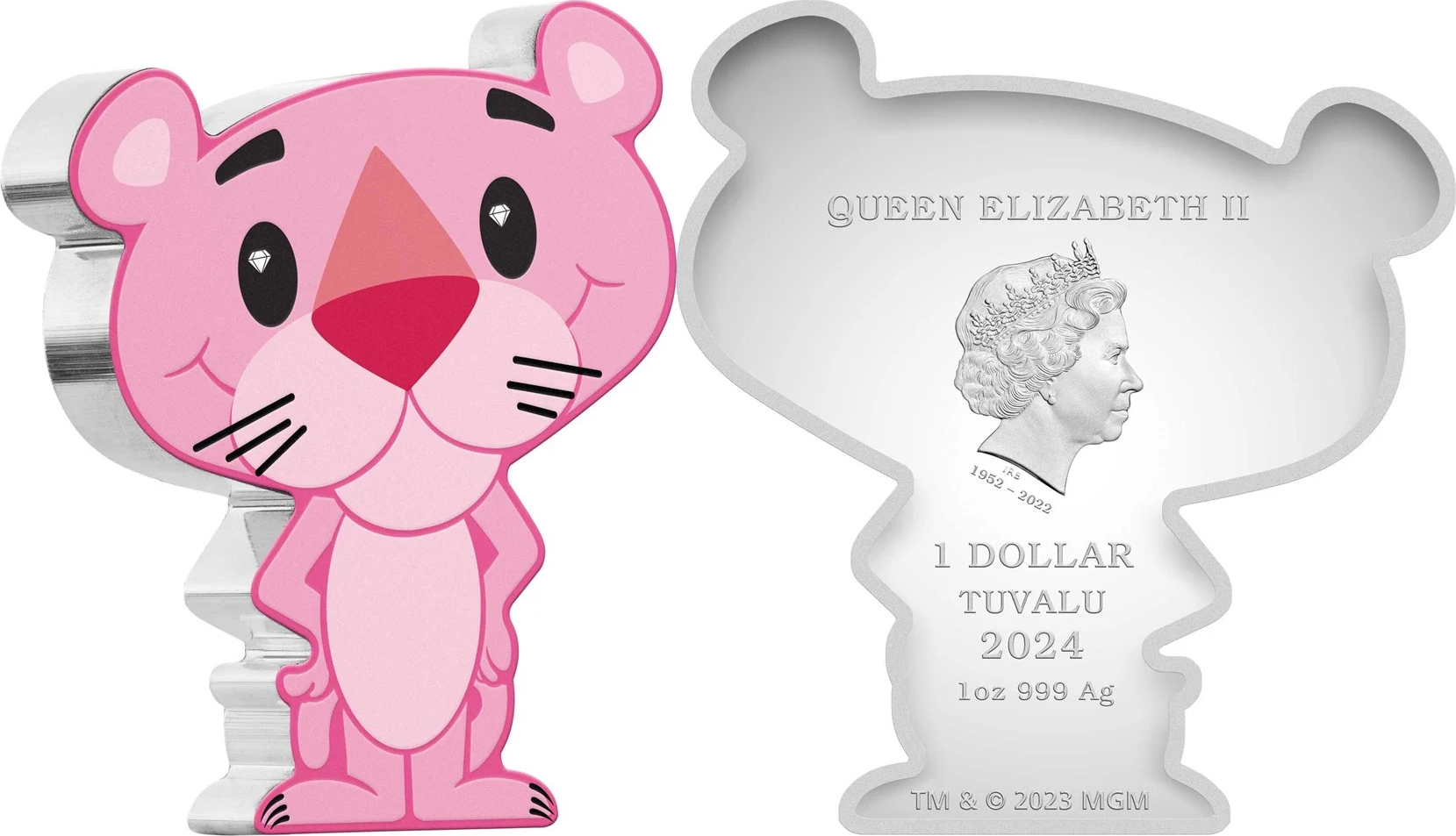 1 Dollar PINK PANTHER 60th Anniversary 1 Oz Silver Coin 1$ Tuvalu 2024 ...