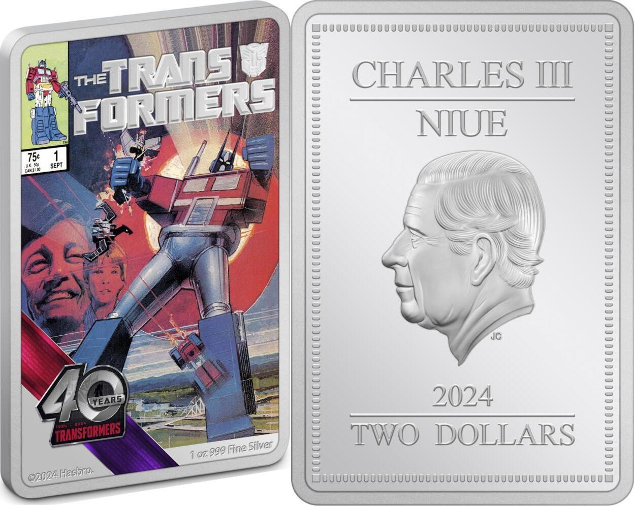 2 Dollars TRANSFORMERS 40th Anniversary Marvel 1 Oz Silver Coin 2$ Niue ...