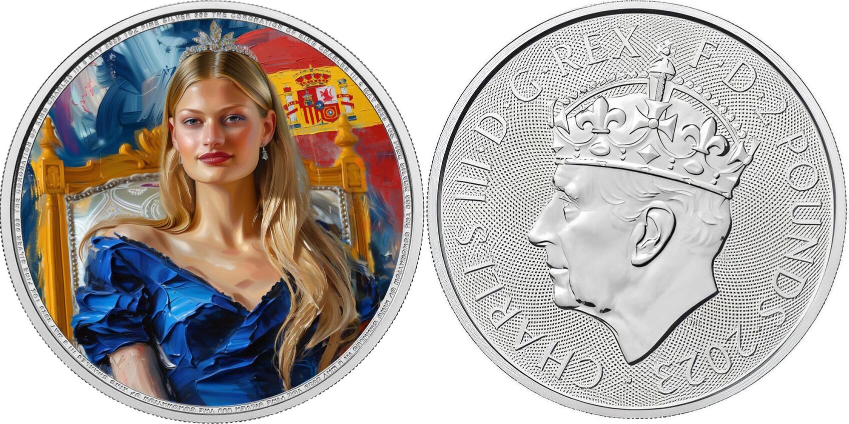 2 Pounds LEONOR Princess Elegance in Art 1 Oz Silver Coin 2£ Pound ...