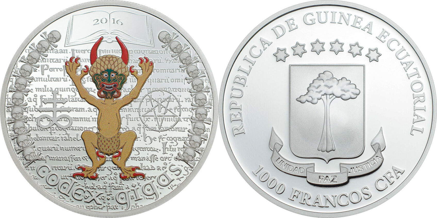 CODEX GIGAS Devil Bible the Dark Side 1 Oz Silver Coin 1000 Francs ...