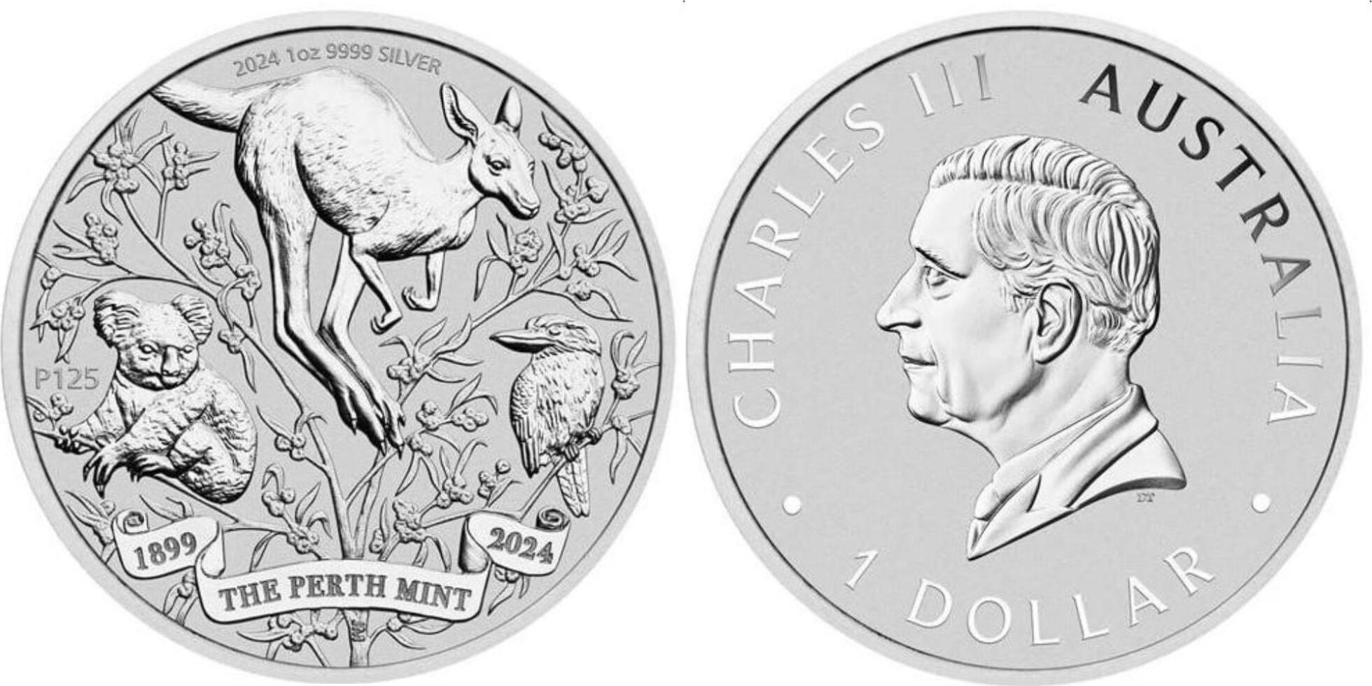 1 Dollar PERTH MINT 125th Anniversary 1 Oz Silver Coin 1$ Australia ...