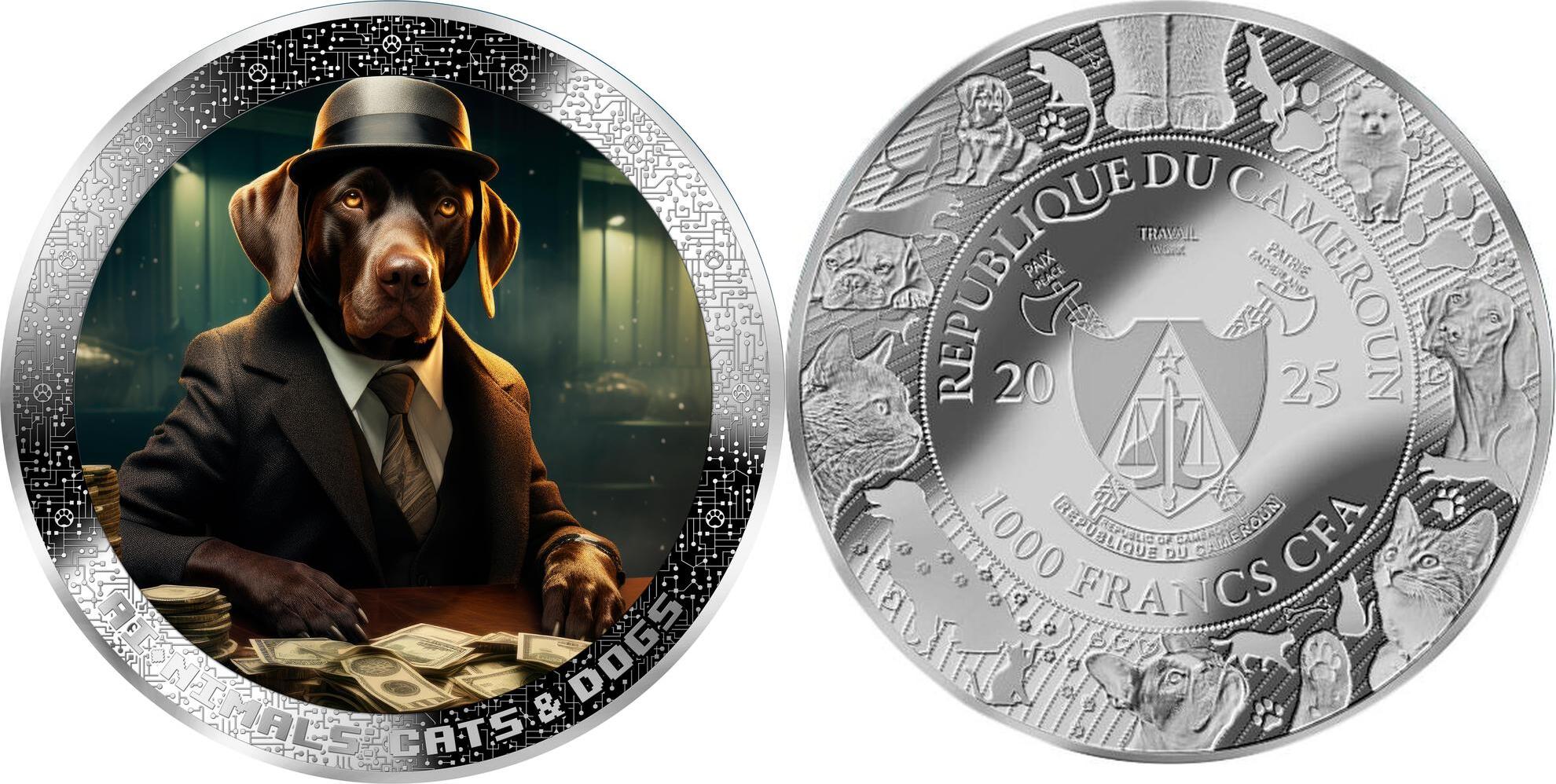 MAFIA BANKER DOG AI-NIMALS 1 Oz Silver Coin 1000 Francs Cameroon 2025 ...