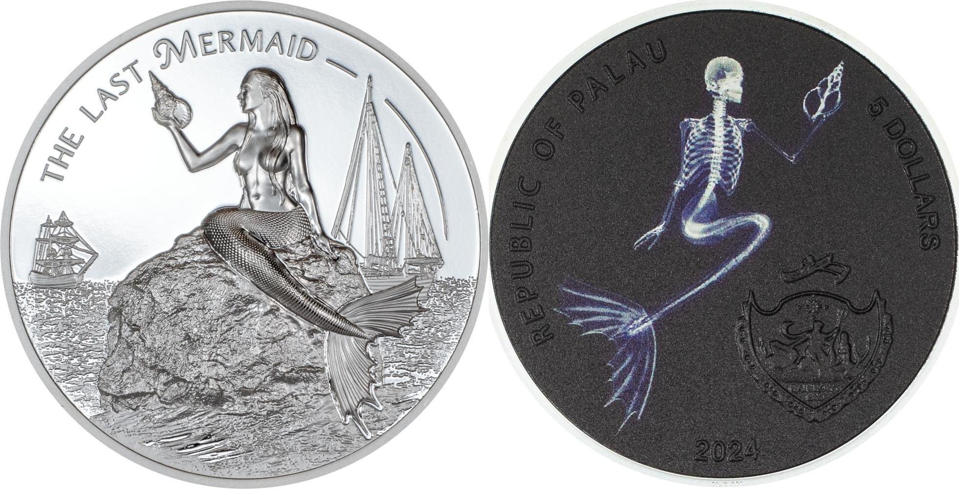 5 Dollars LAST MERMAID X Ray 1 Oz Silver Coin 5$ Palau 2024 PP | MA-Shops