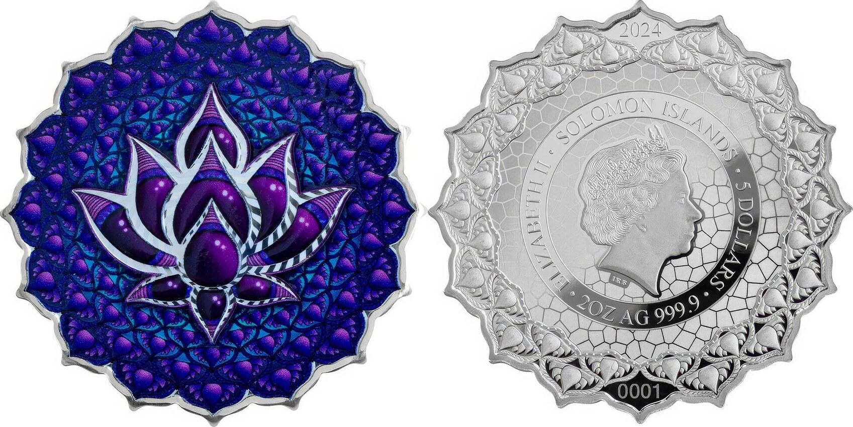 5 Dollars LOTUS OF THE 7TH CHAKRA Phil Lewis 2 Oz Silver Coin 5 ...