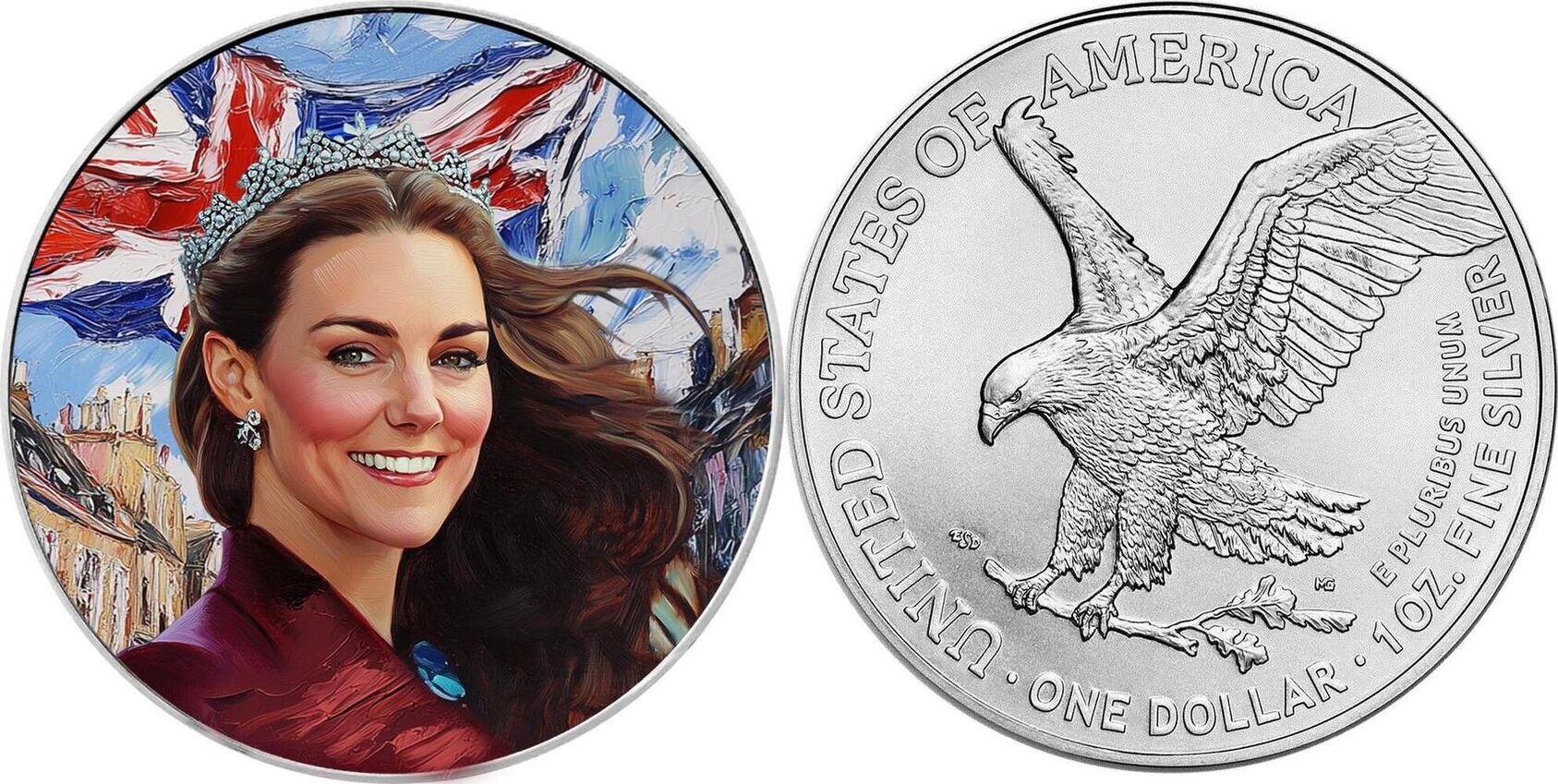 United States 1 Dollar PRINCESS KATE Catherine Elegance in Art 1 Oz ...
