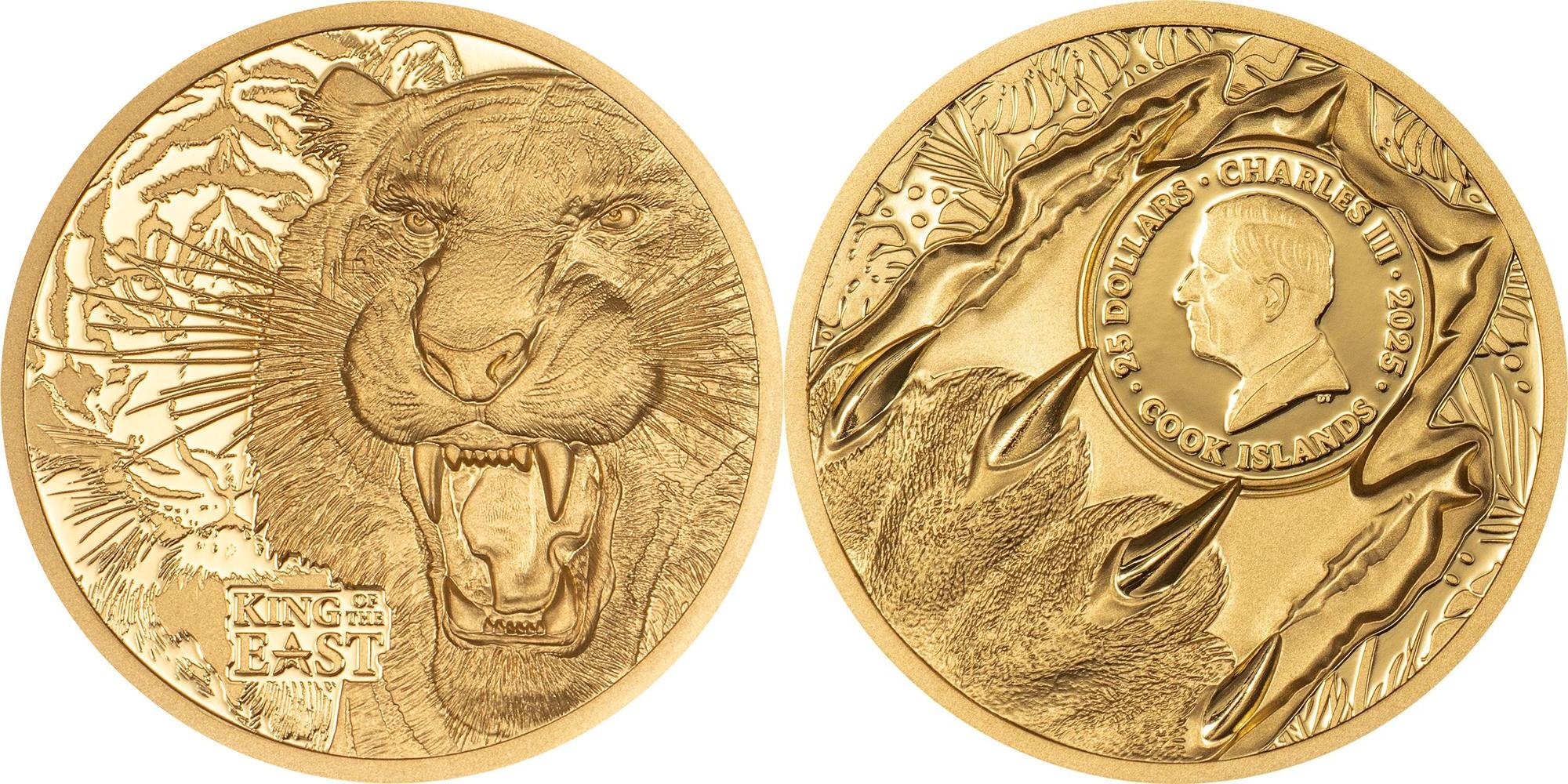 25 Dollars KING OF THE EAST Asian Tiger 1/4 Oz Gold Coin 25$ Cook ...