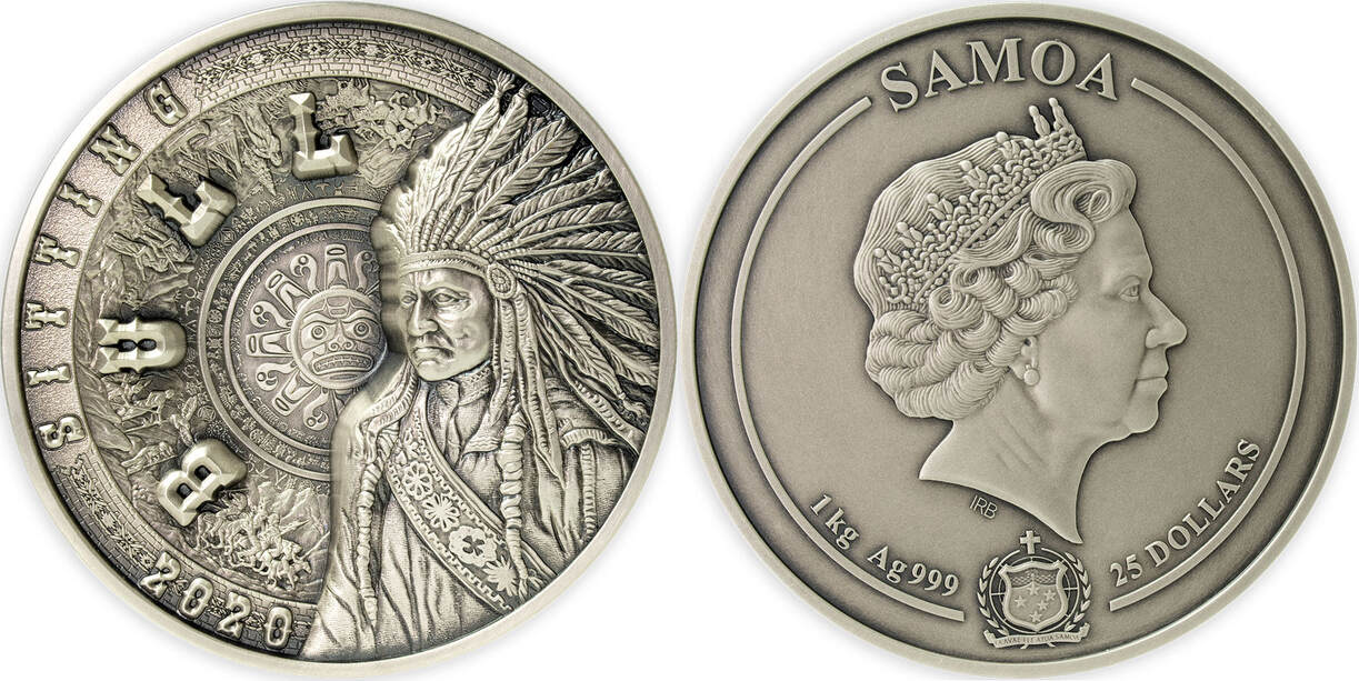 25 Dollars SITTING BULL COMES ALIVE Multilayer 1 Kg Kilo Silver Coin 25 ...