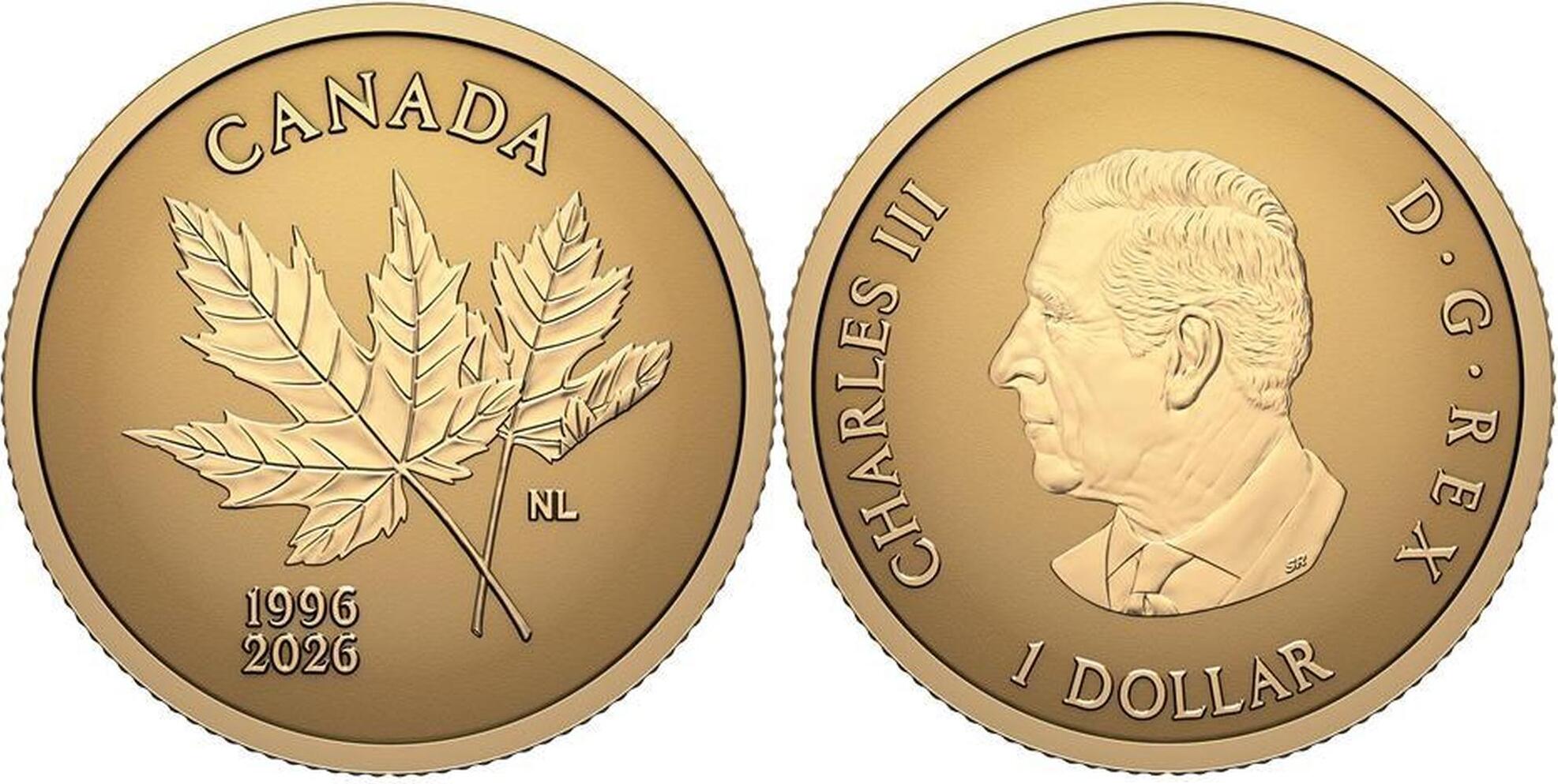 1 Dollar CANADA ARBOREAL EMBLEM 30th Anniversary Gold Coin 1$ Canada ...