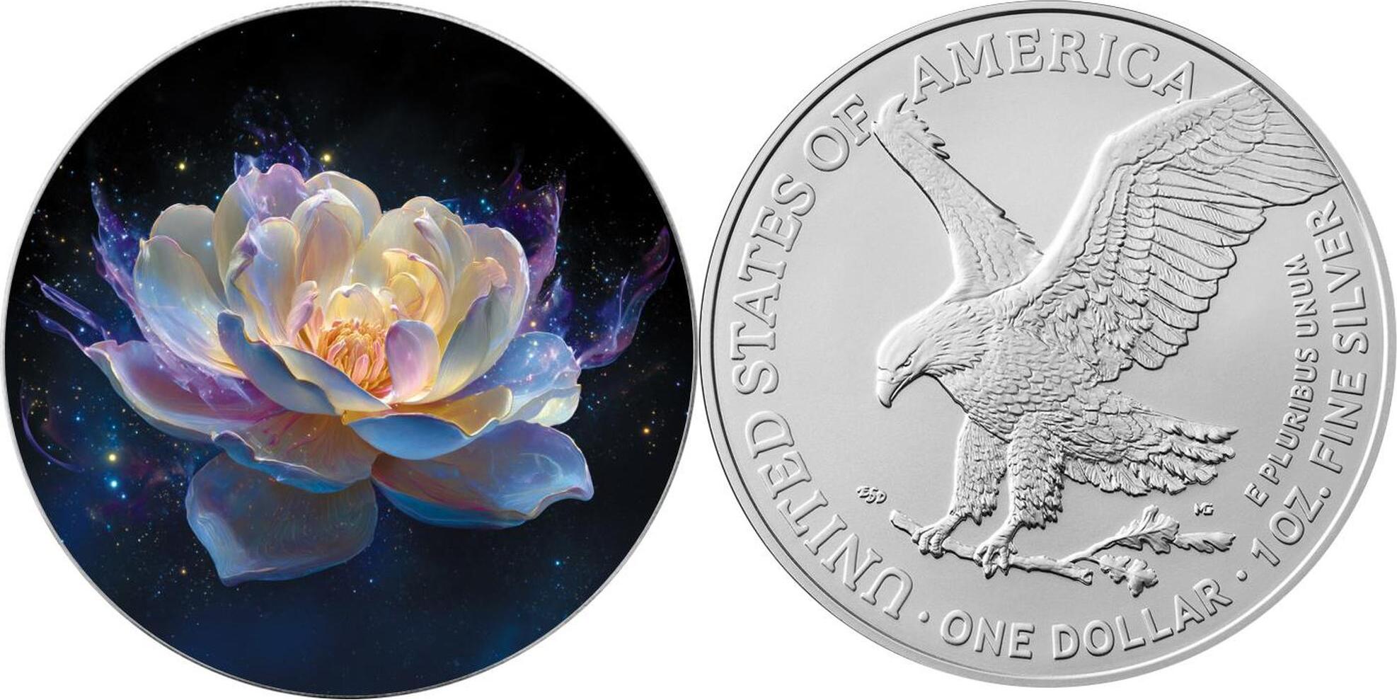 United States 1 Dollar MAGNOLIA Flowers of Life 1 Oz Silver Coin 1$ USA ...