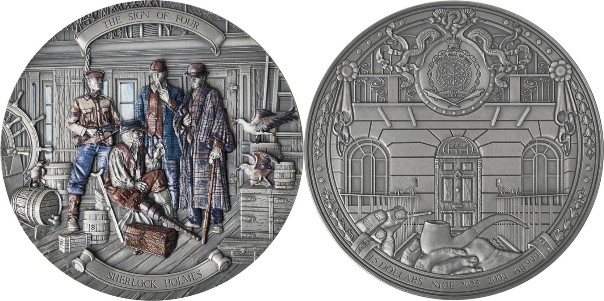 15 Dollars SIGN OF FOUR Sherlock Holmes Silver Coin 15$ Niue 2025 ...