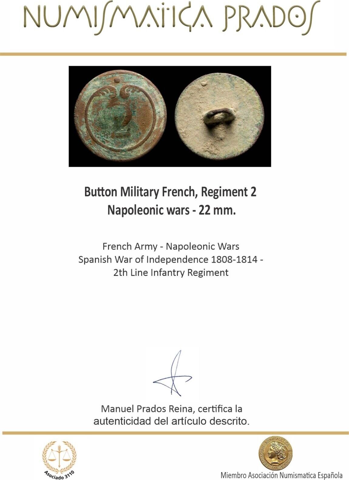 BUTTONS MILITARY Button Military French, Regiment 2, Napoleonic wars ...