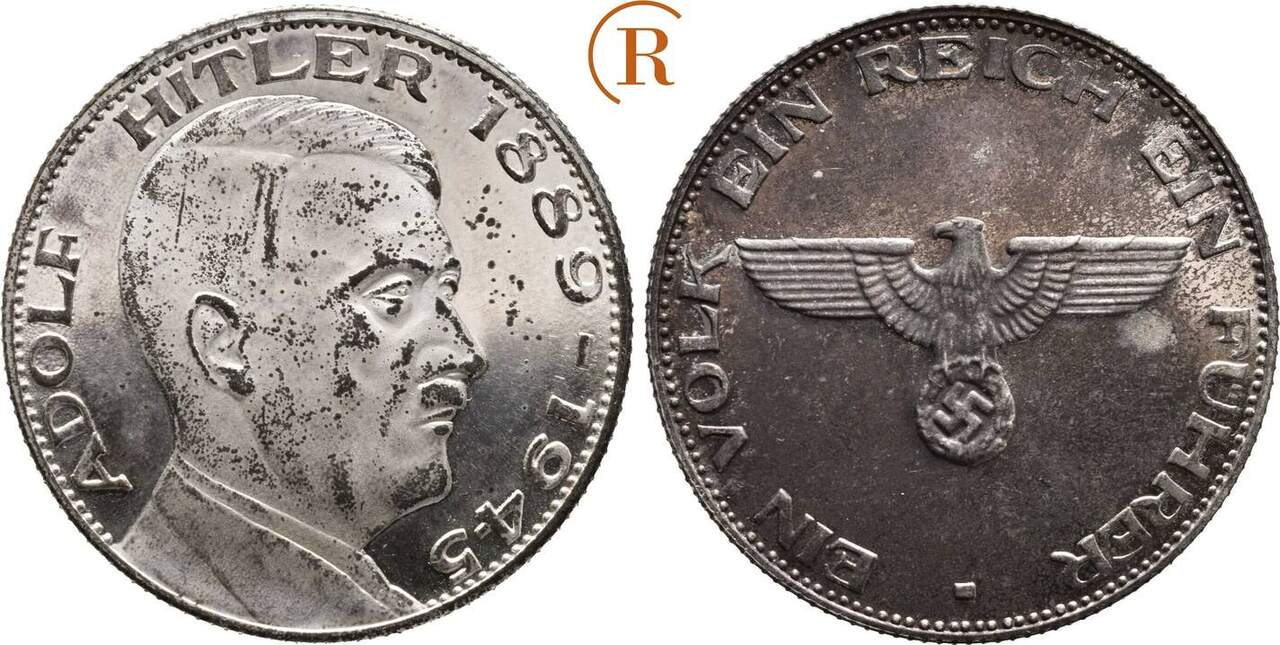 Drittes Reich: Versilberte Bronzemedaille auf Adolf Hitler 1945 ...