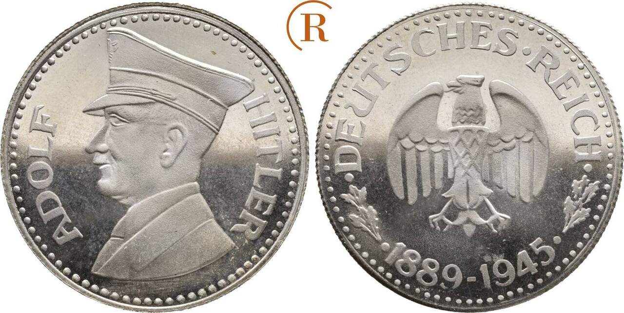 Drittes Reich: Versilberte Bronzemedaille auf Adolf Hitler 1945 ...