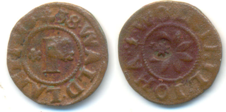 Waldeck Grafschaft: 1 Pfennig mit Gegenstempel Stern. Meringhausen ...
