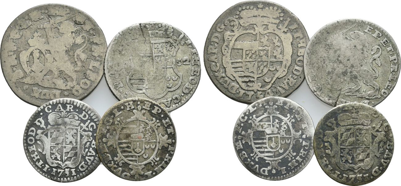 Belgien Lüttich: Lot 4 Münzen ab 2 Schilling 1754 s | MA-Shops