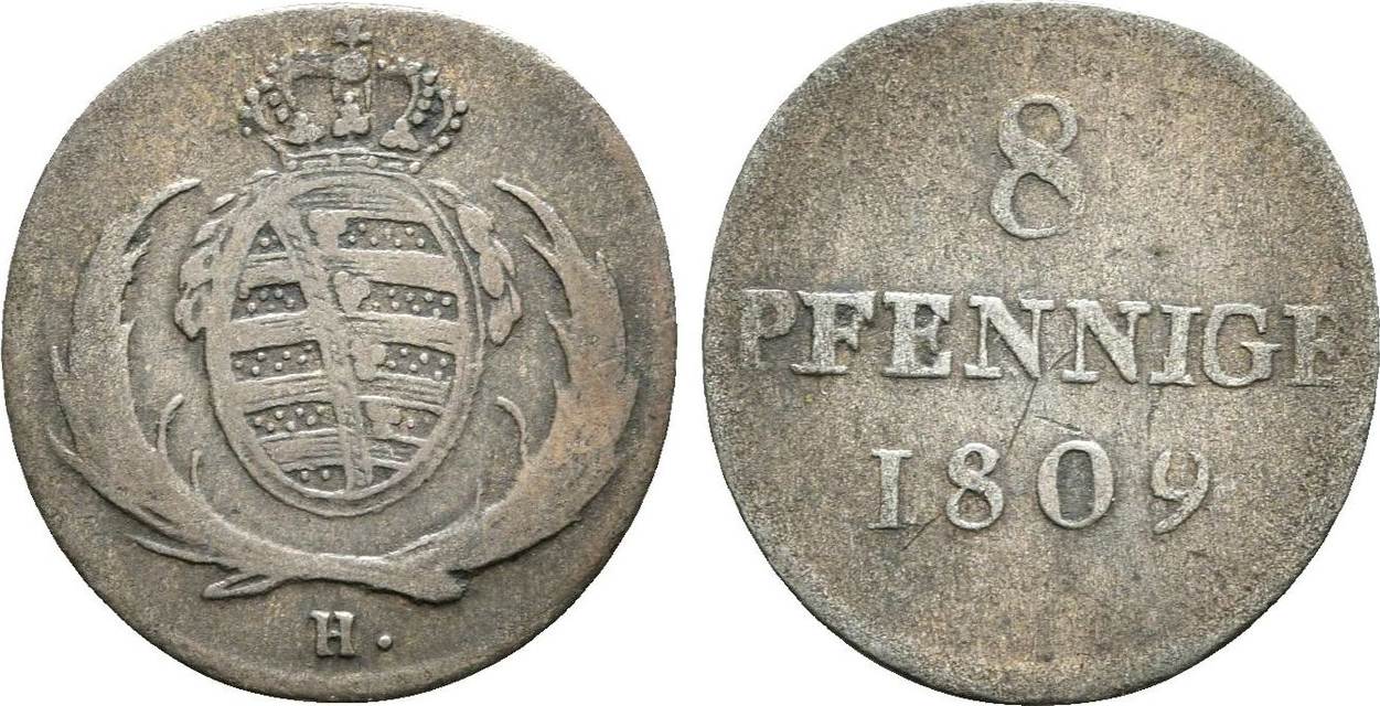 Sachsen: 8 Pfennig 1809 H Friedrich August I, 1806-1827: ss | MA-Shops