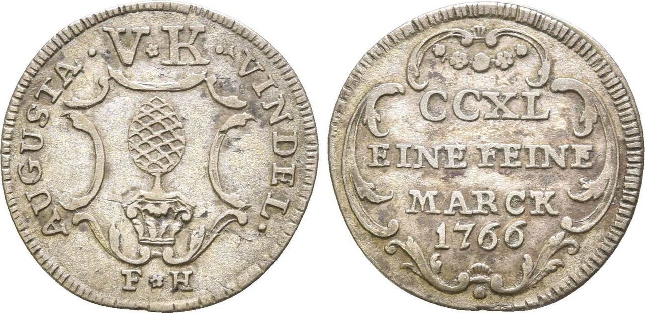 Augsburg Stadt: 5 Kreuzer 1766 ss+ | MA-Shops