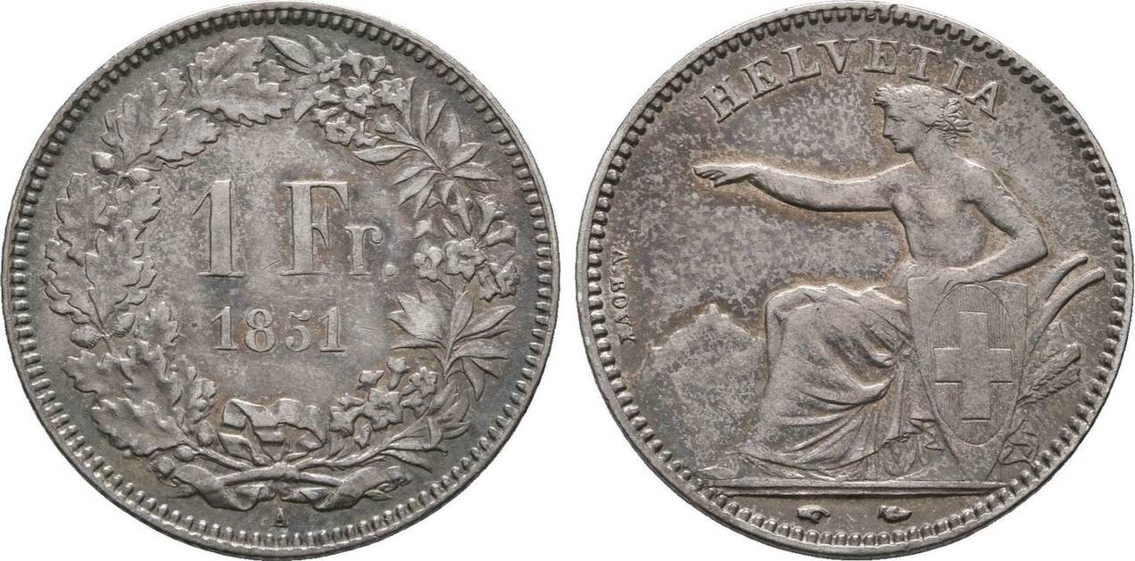 Schweiz: 1 Franken 1851 A ss-vz | MA-Shops