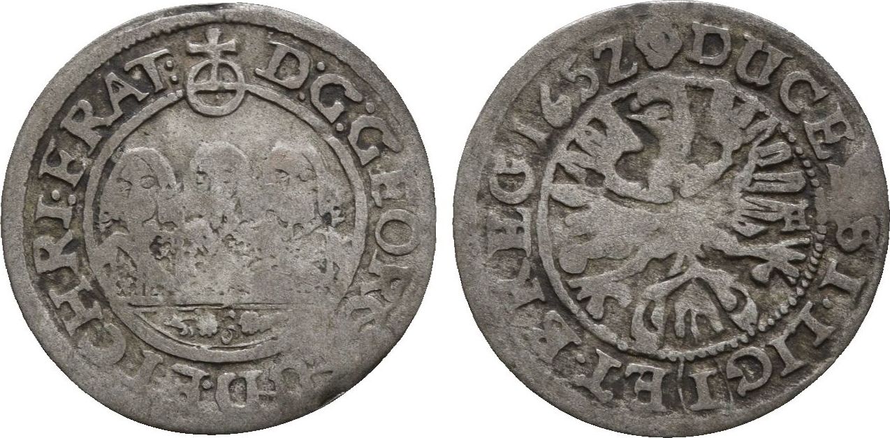 Schlesien Liegnitz Brieg: 1 Kreuzer 1652 Georg, Ludwig und Christian ...