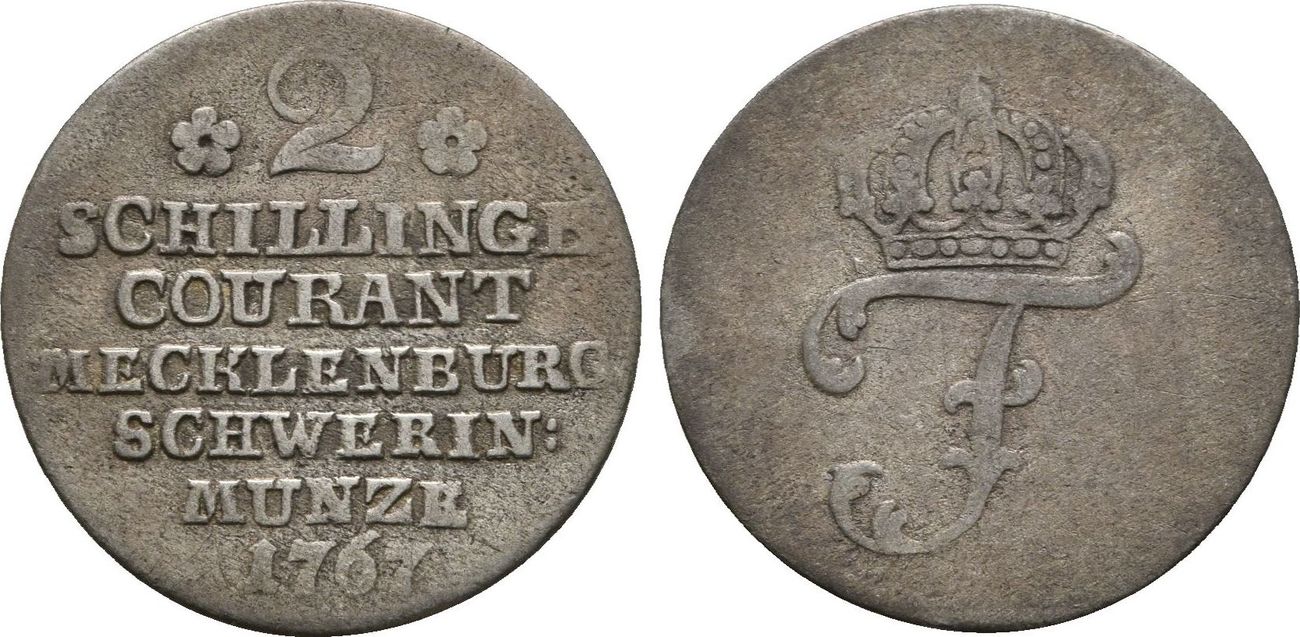 Mecklenburg Schwerin: 2 Schilling 1767 Friedrich, 1756-1785: ss | MA-Shops