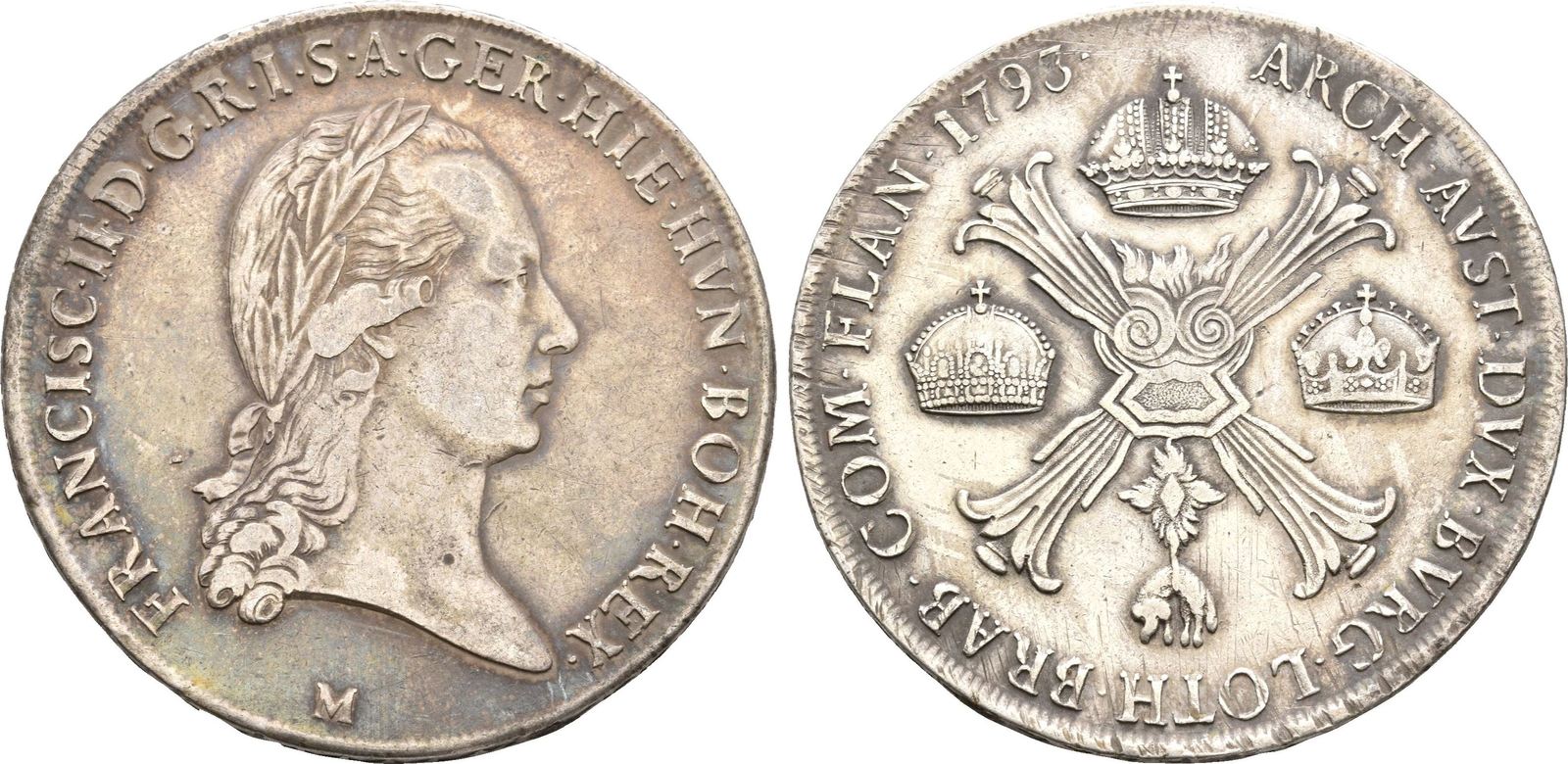 Habsburg Kronentaler 1793 M Franz II.1792-1835 ss hübsche Patina Mailand | MA-Shops