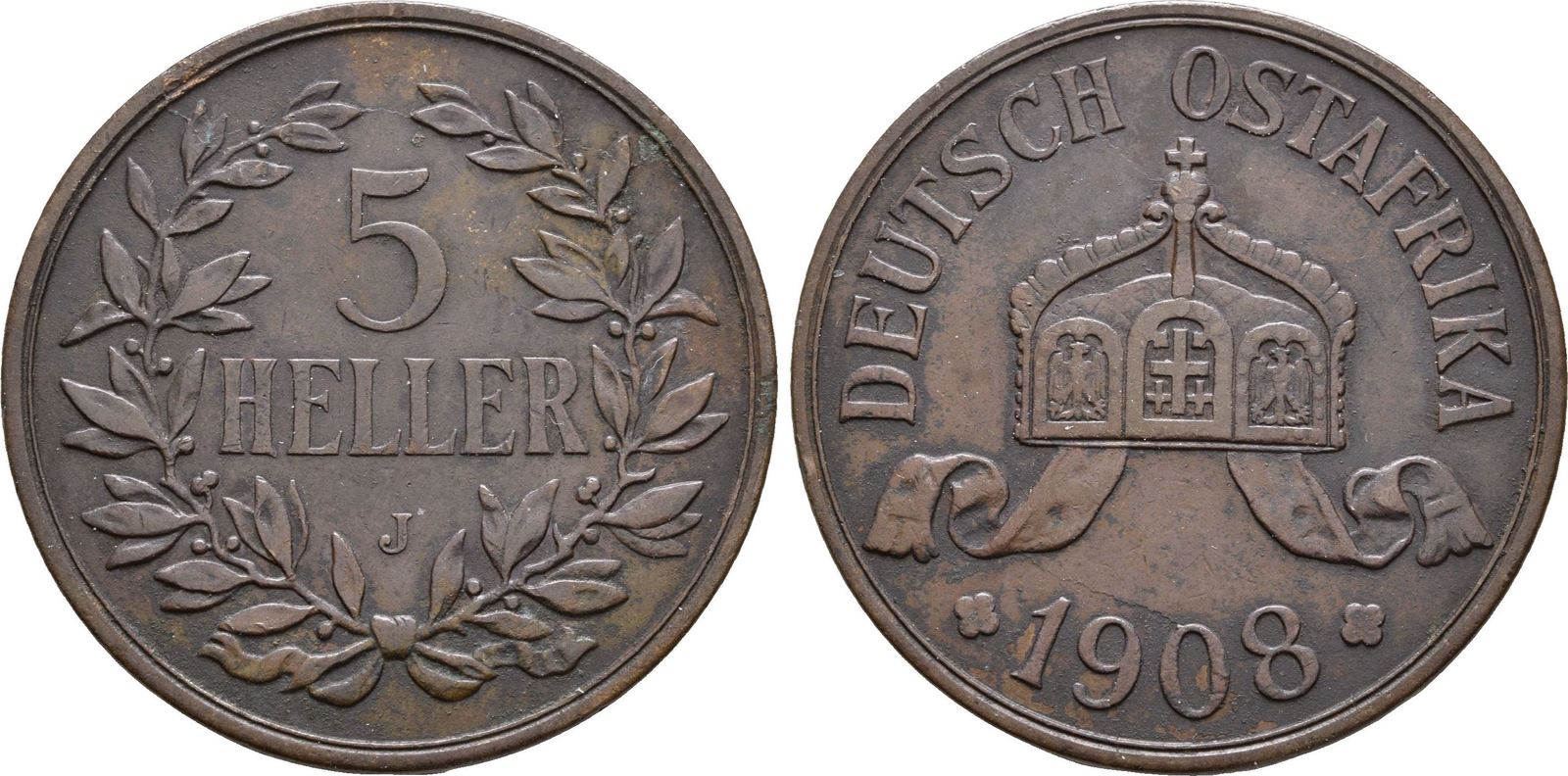 Deutsch Ostafrika: 5 Heller 1908 J ss | MA-Shops
