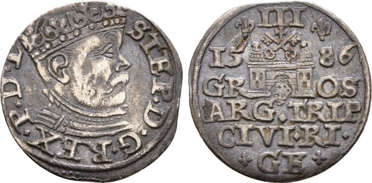 Riga 3 Gröscher 1586 Stephan Bathory 1581-1586 ss | MA-Shops