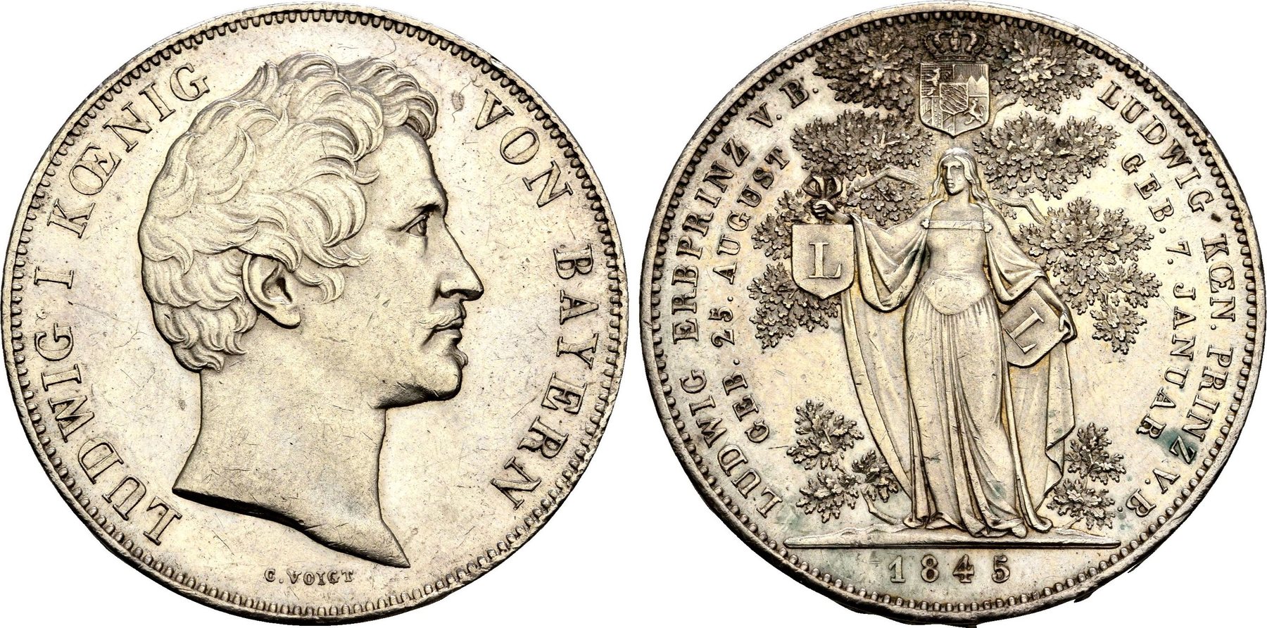 Bayern Geschichtsdoppeltaler 1845 Ludwig I.1825-1848 vz | MA-Shops