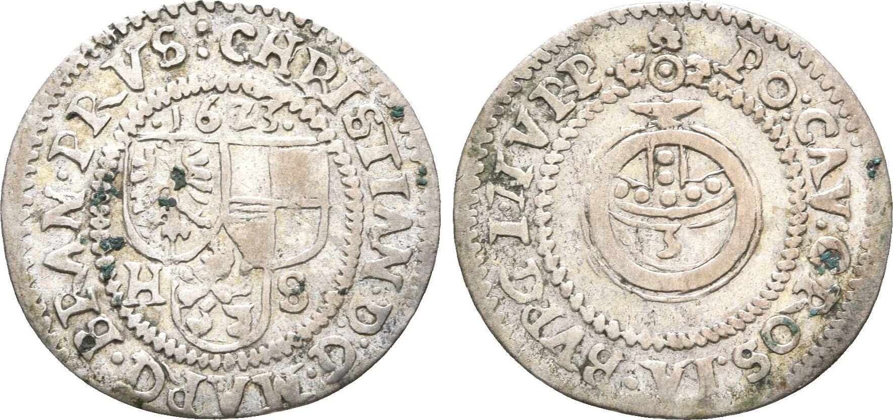 Brandenburg Bayreuth 3 Kreuzer 1623 HS Bayreuth Christian 1603-1655 ss ...