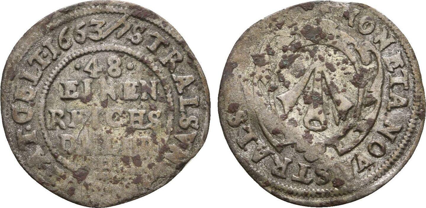 Stralsund Stadt: 1/48 Taler 1663 HIH ss-s | MA-Shops